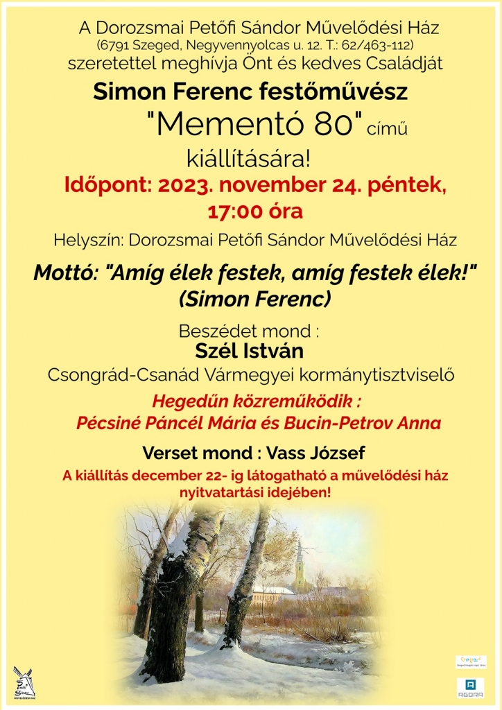 Simon Ferenc Festőművész " Mementó 80" festmény kiállítás - Szent ...