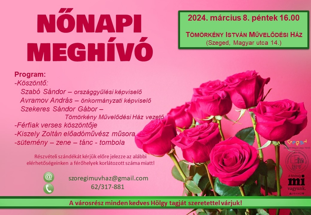 Nőnapi meghívó - Szent-Györgyi Albert Agóra